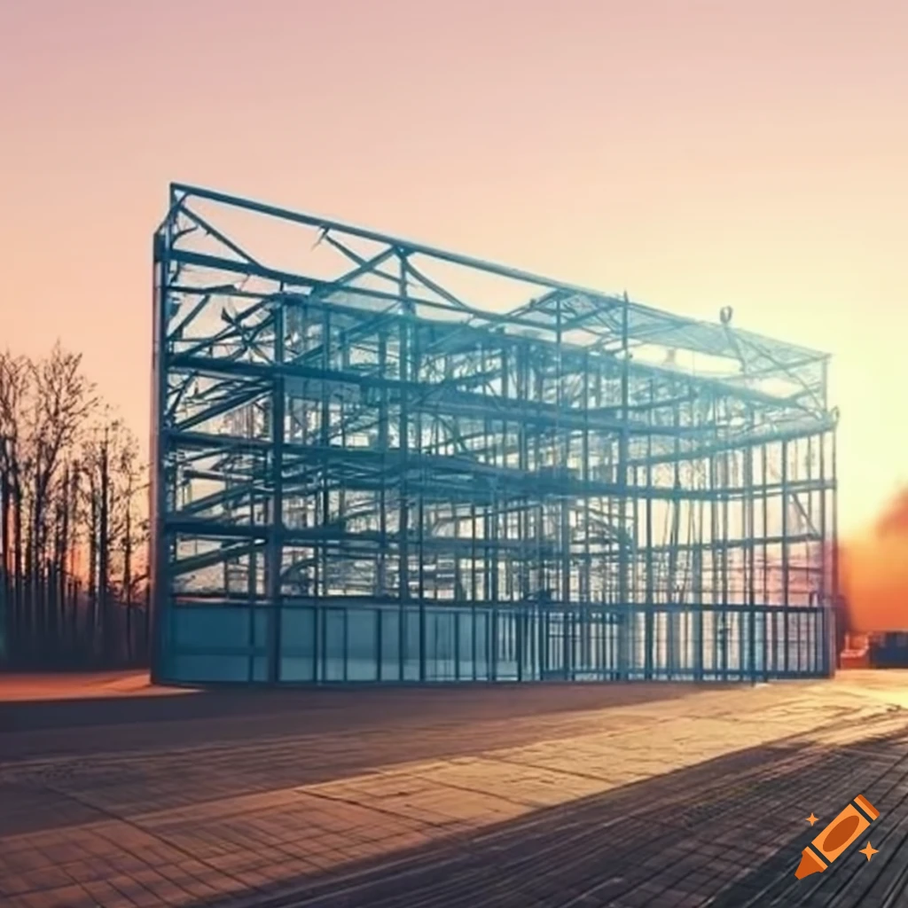 Steel structure building on Craiyon