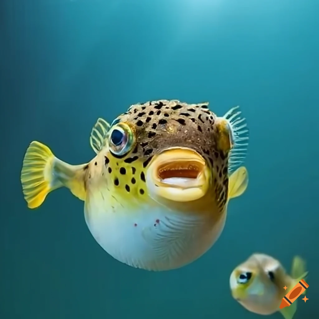 Two pufferfish having a staring contest on Craiyon