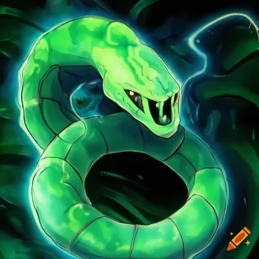 Detailed artwork of a slime snake monster with yellow eyes on Craiyon