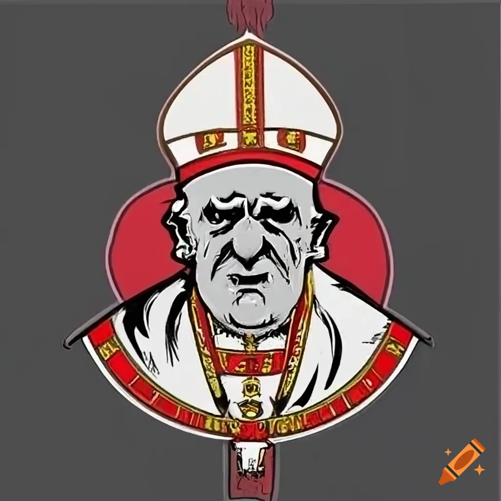Sports logo featuring an angry pope on Craiyon