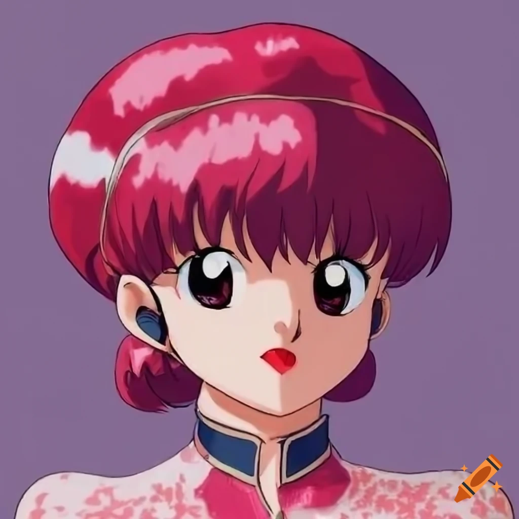 Close-up of ranma in pink sequined dress and white gloves on Craiyon