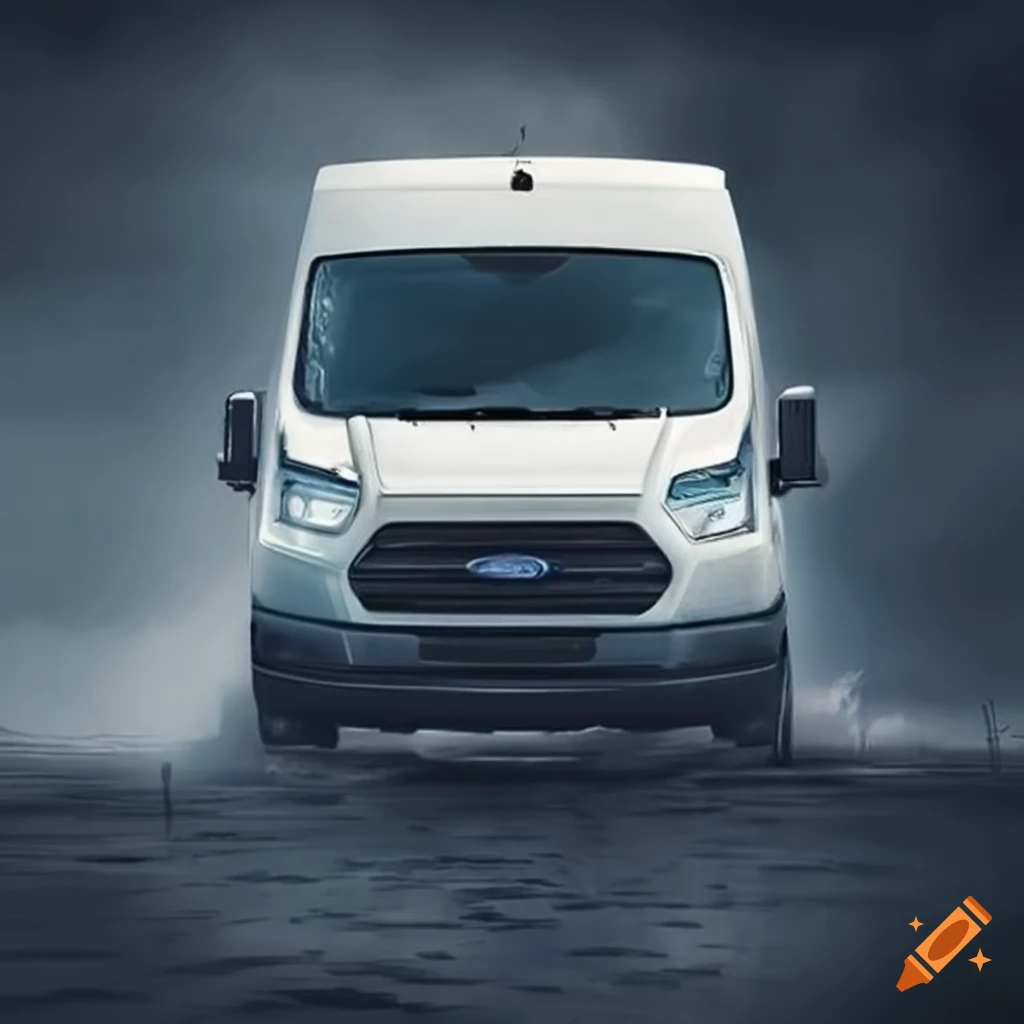 Movie poster of a white ford transit van