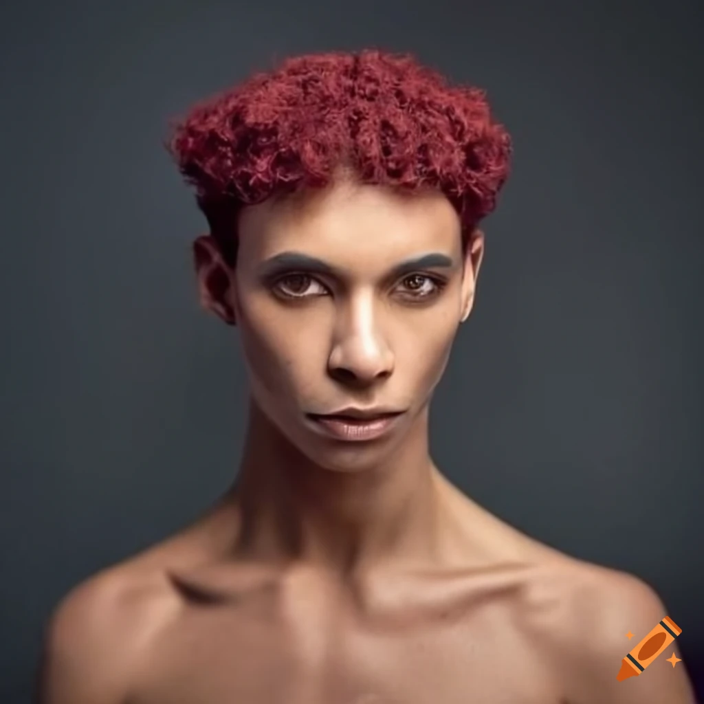 Portrait of a maroon-haired humanoid alien on Craiyon