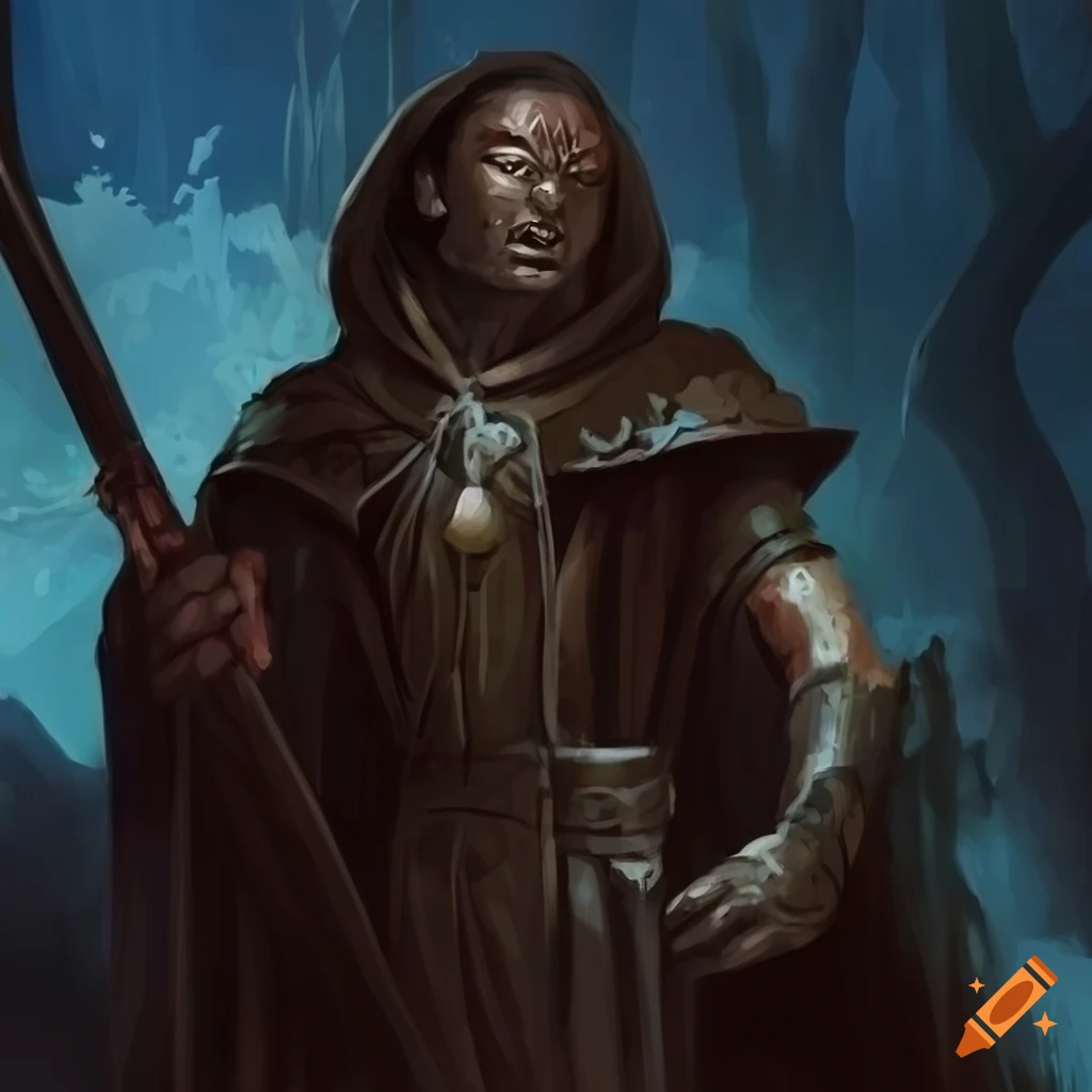 Illustration of an old magician in heroic fantasy style on Craiyon