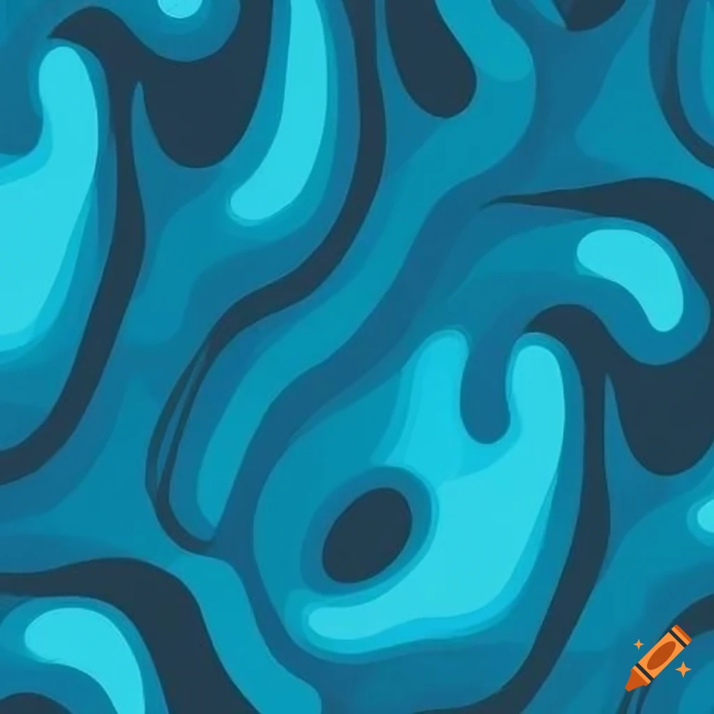 Abstract boho art in blue hues on Craiyon