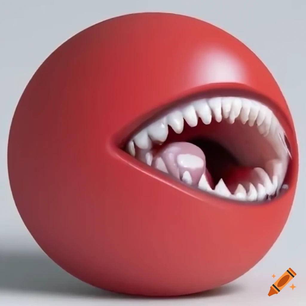 Surreal illustration of a screaming red ball