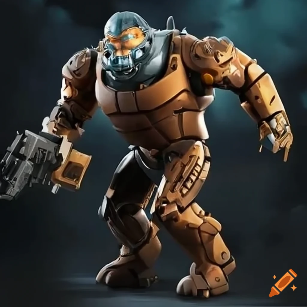 Artwork of robotic beast-men with heavy weapons on Craiyon