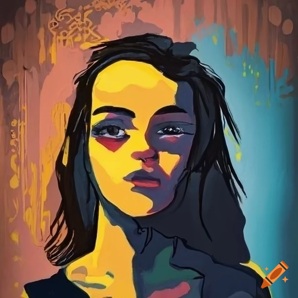 Portrait of a young lady with a boho-style background