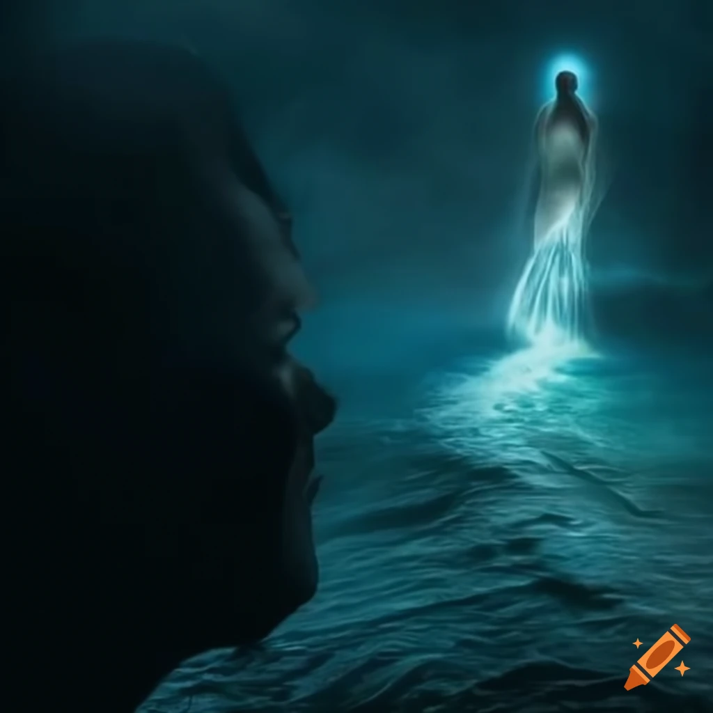 Illustration of a divine being guiding someone out of darkness