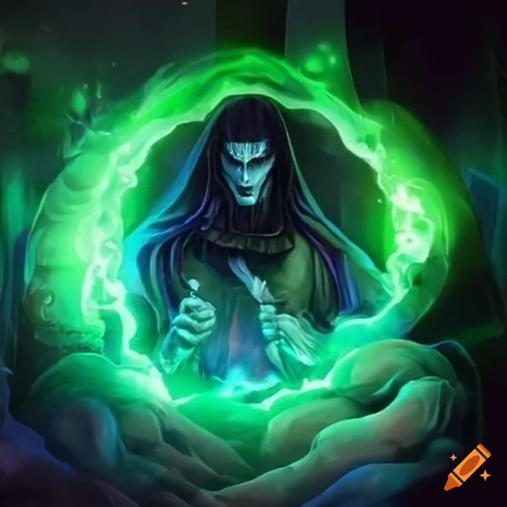 Image of a dark lord with green magic