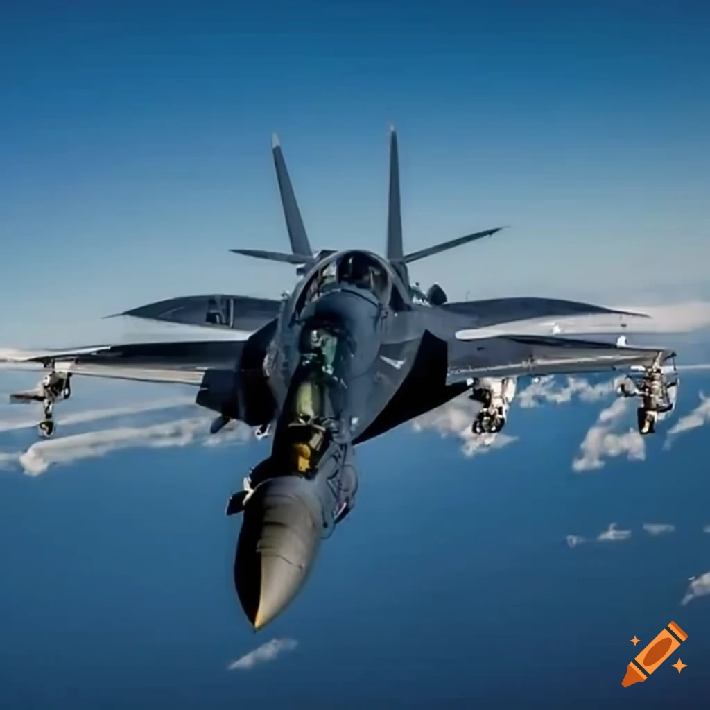 Close-up of F18 fighter jet ready for takeoff on Craiyon