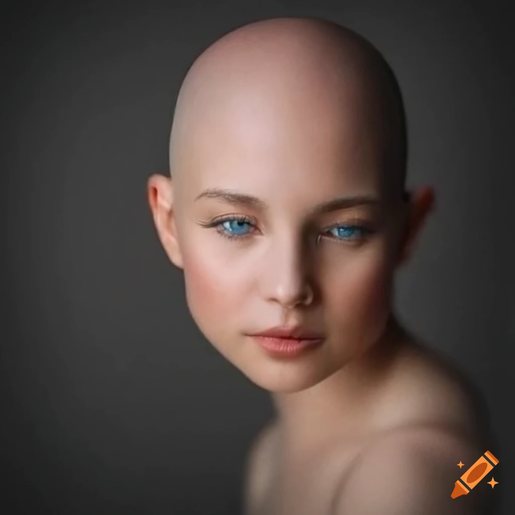 Portrait of a captivating bald girl on Craiyon