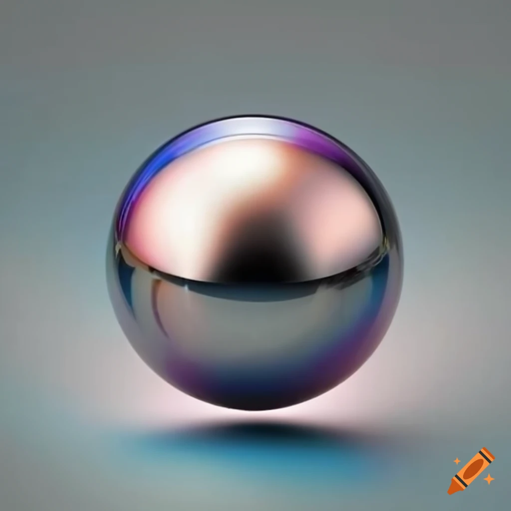 Shiny silver metal ball with colorful reflections on Craiyon