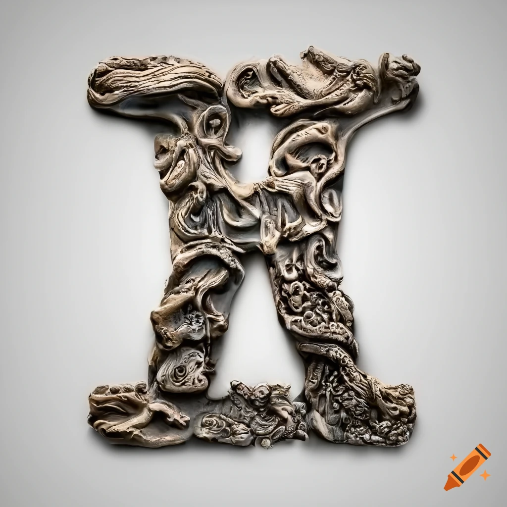 Ultra realistic stone letter A with Greek Medusa masks on Craiyon