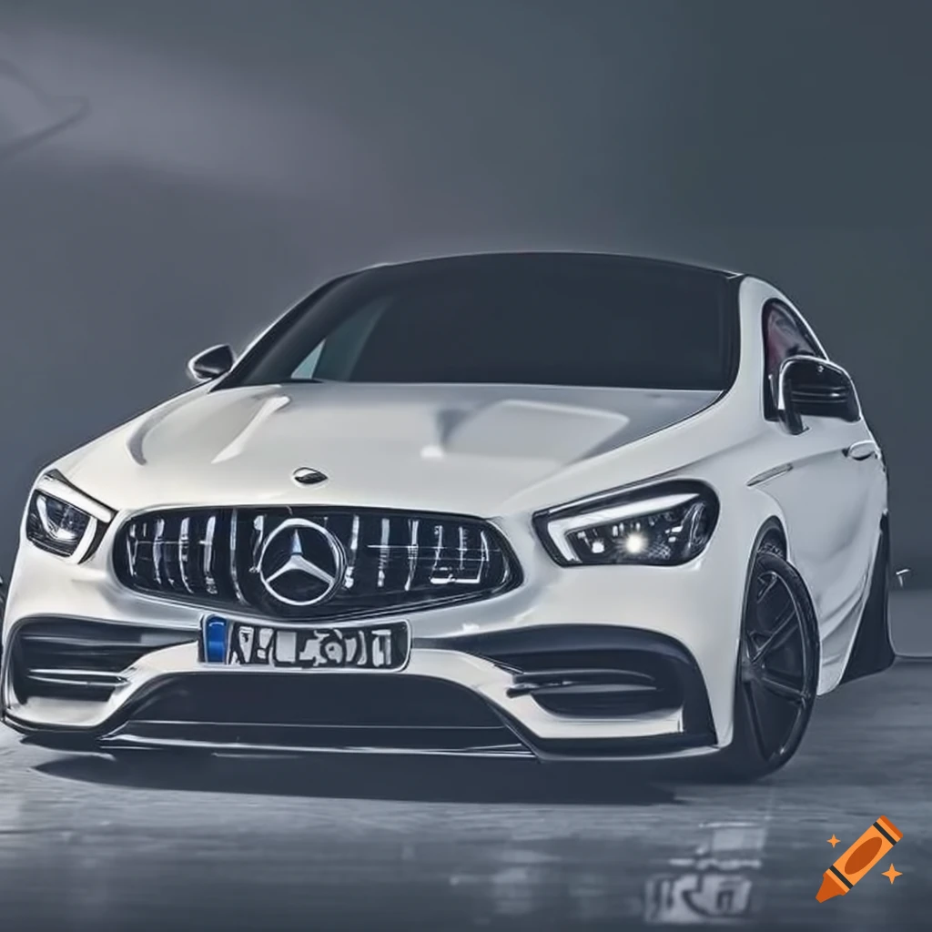 White AMG coupe with black AMG rims on Craiyon