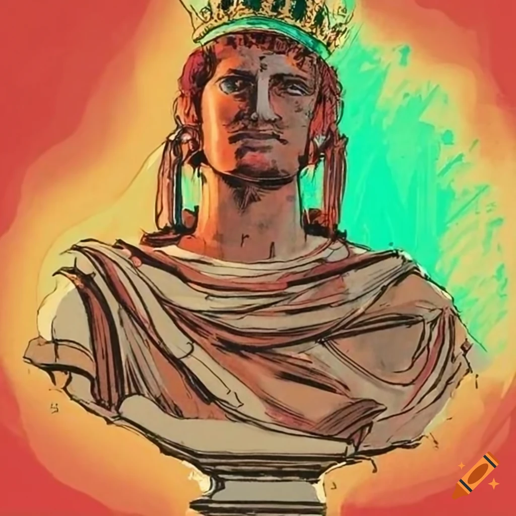 Sketch of emperor being coronated at a monument on Craiyon