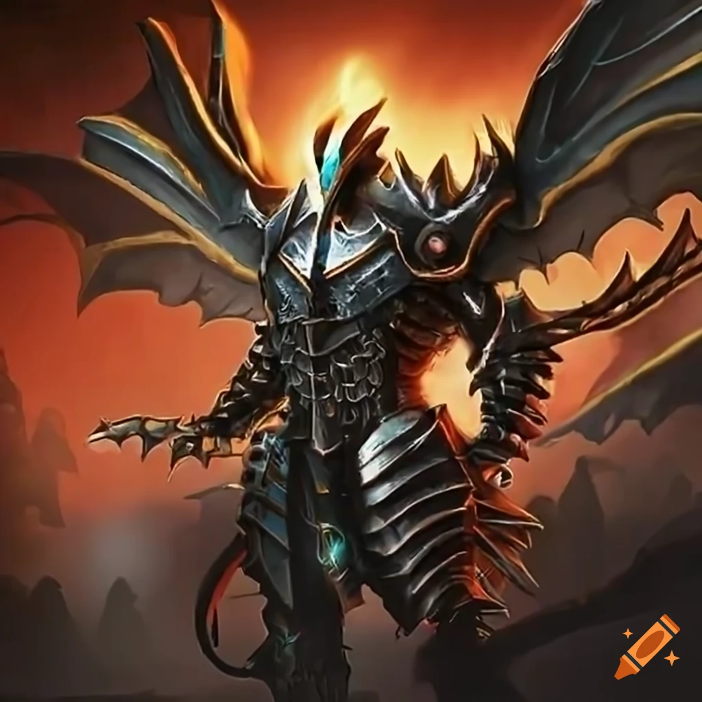 Epic battle of winged warriors in dragon armor on Craiyon