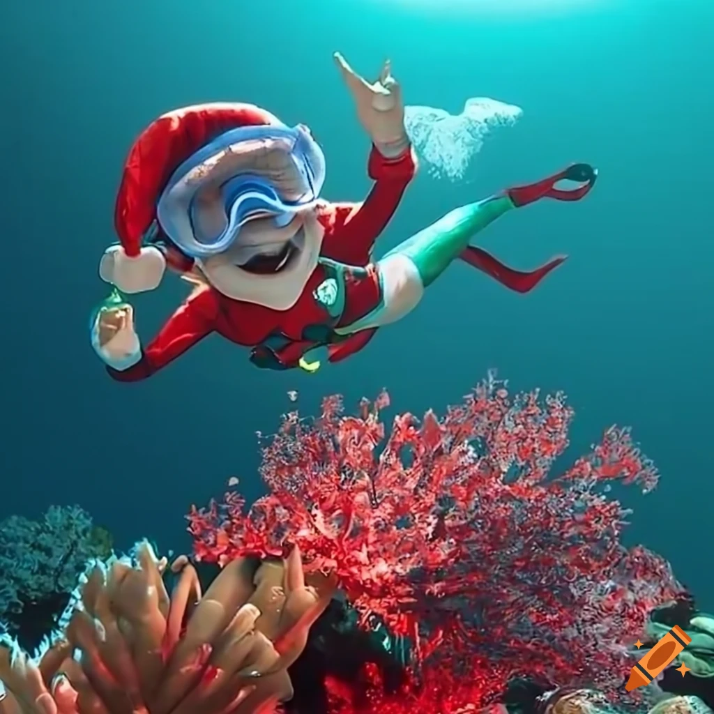 Christmas elf free diving
