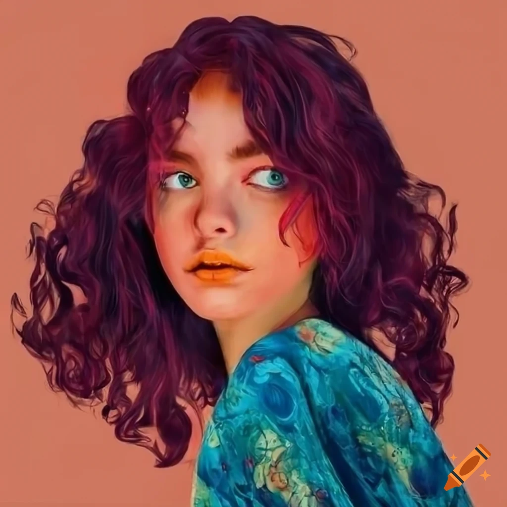 Artistic portrait of a young woman with vibrant backdrop