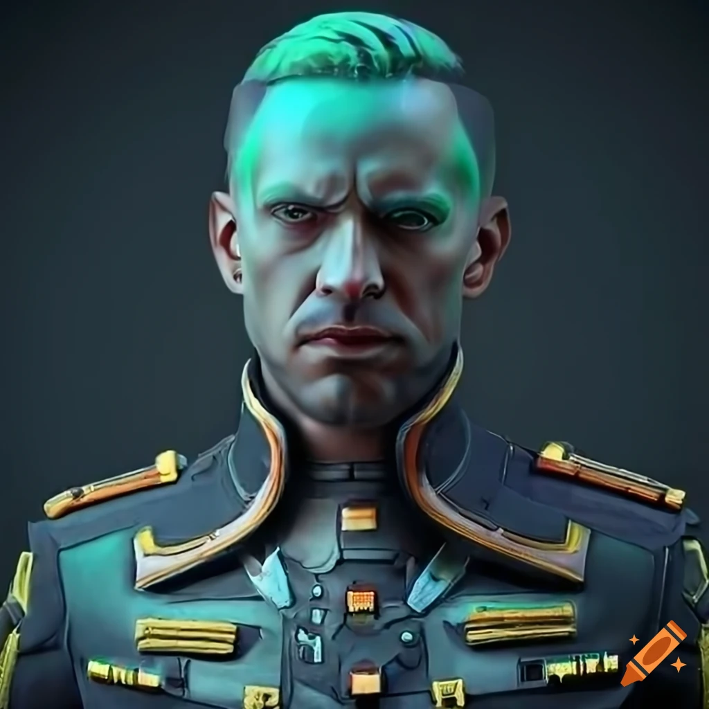 Sculpted portrait of a futuristic military soldier on Craiyon