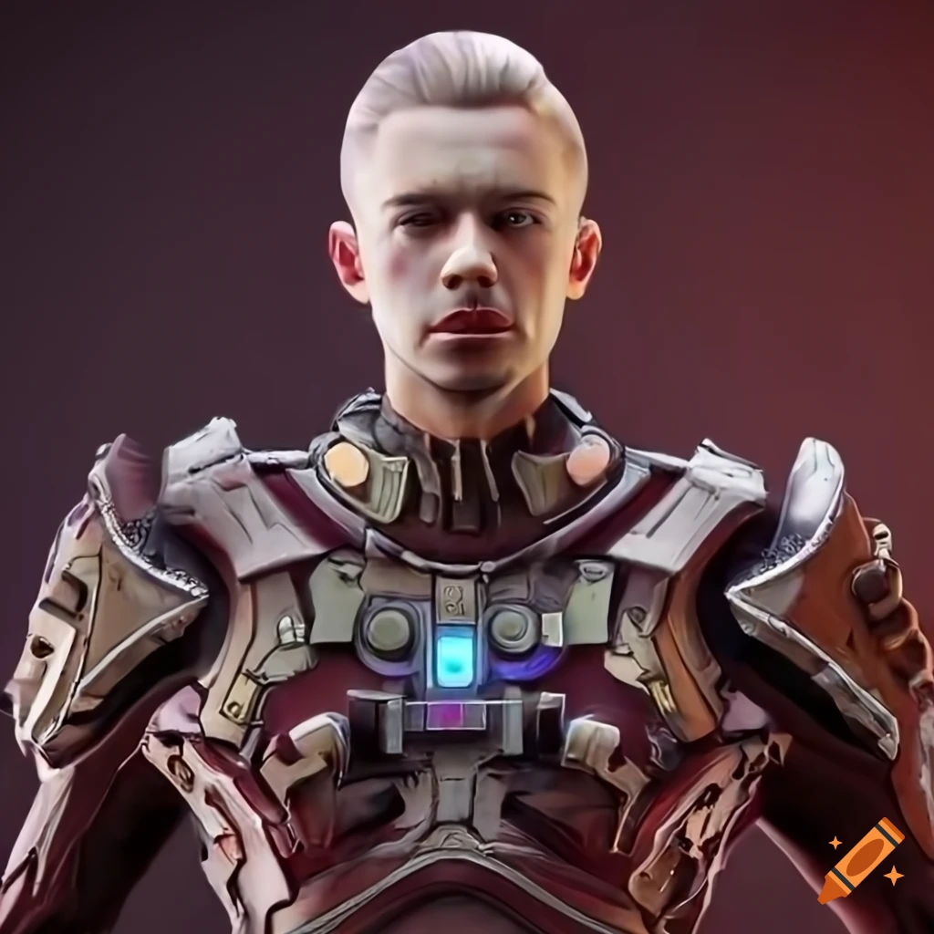 Ultra hd sculpture of a male soldier in futuristic uniform on Craiyon