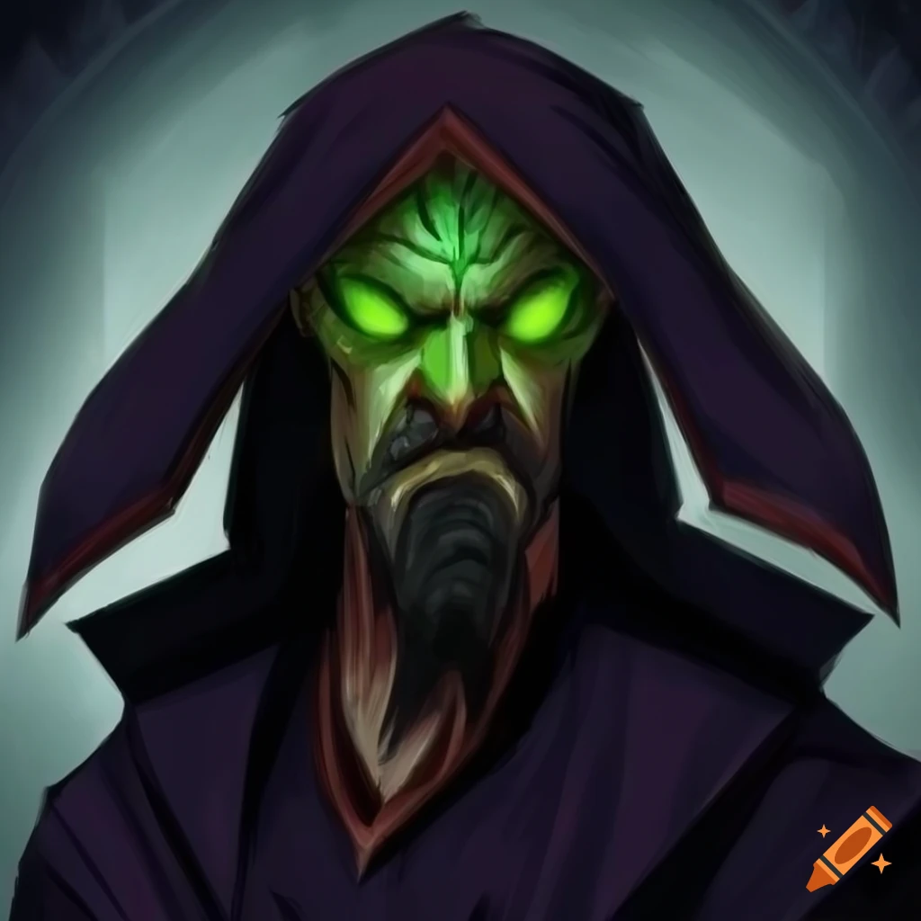 Dark artwork of an evil wizard in a study