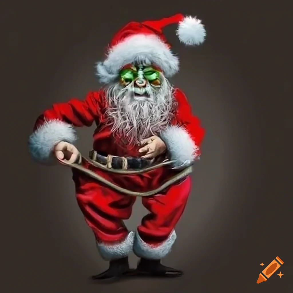 Scary Santa with glowing eyes on Craiyon