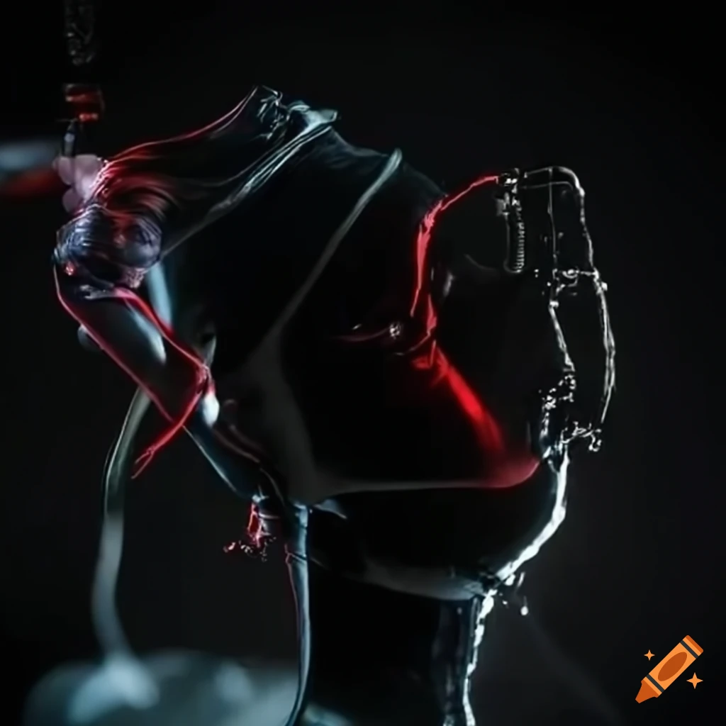 Cyberpunk image of a android with wires and body on a table