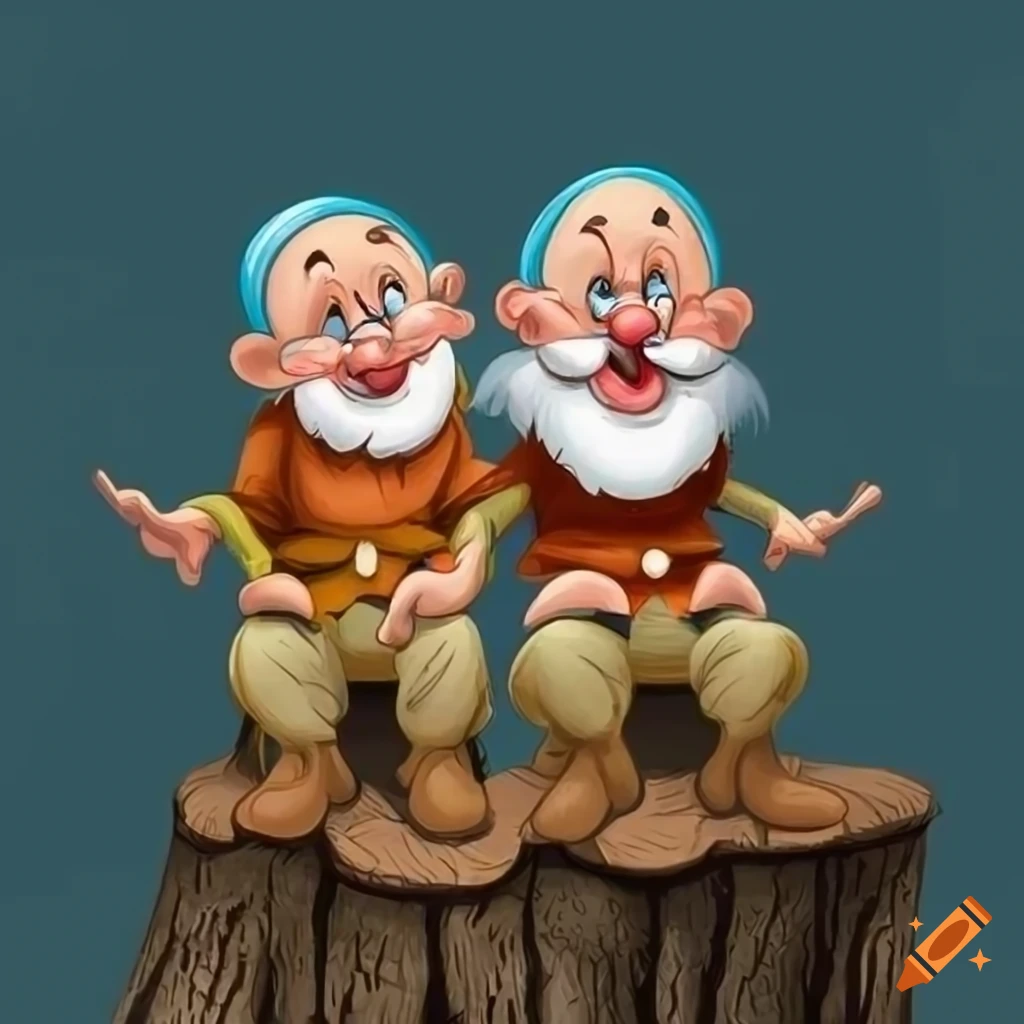 Cartoon of two dwarfs with hands on noses