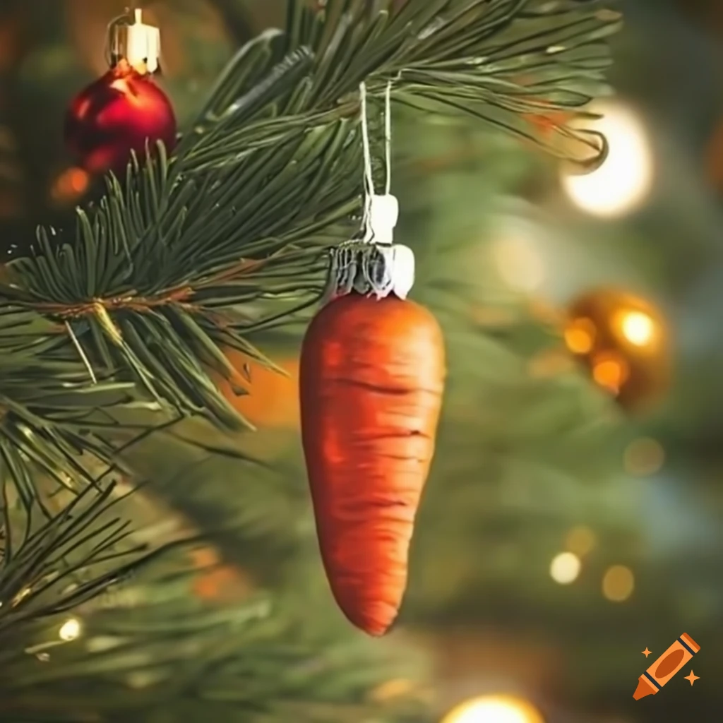 Christmas tree ornament shaped like a carrot on Craiyon