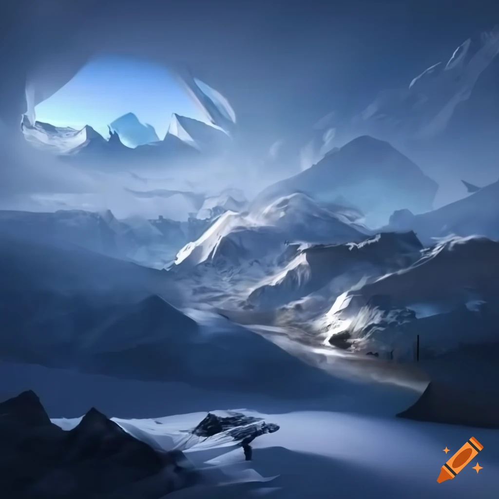 Futuristic house in a realistic digital mountain landscape on Craiyon