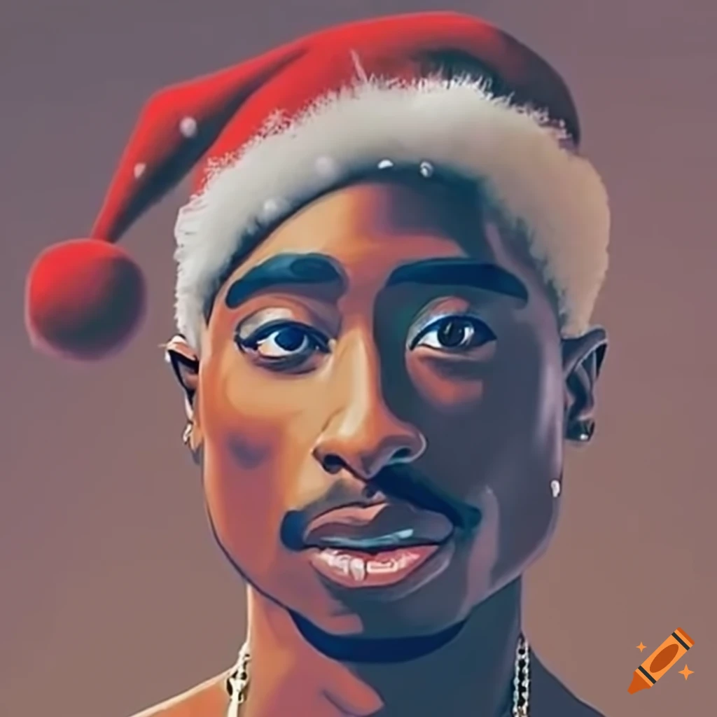 Festive depiction of tupac during christmas