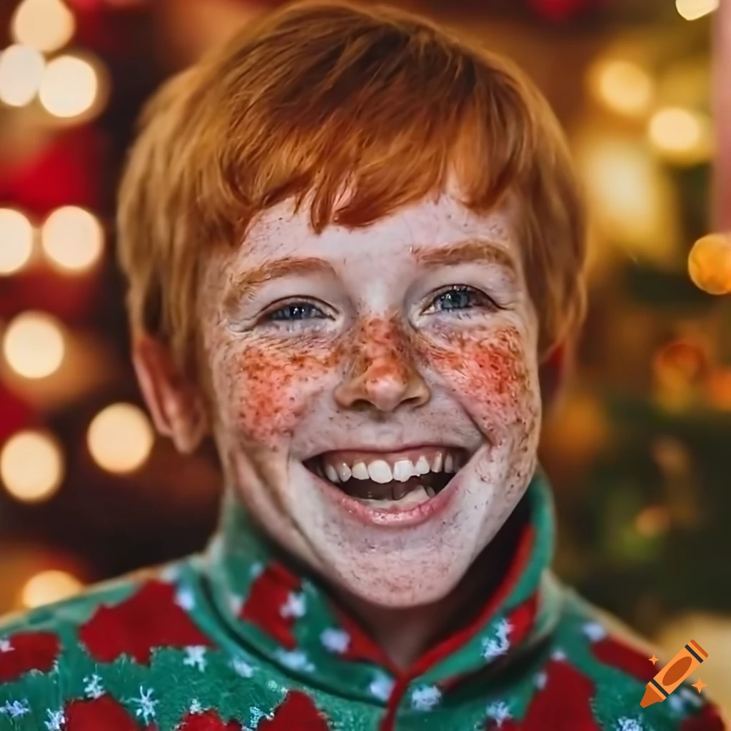 Closeup Of A Smiling Redhead Woman With Freckles
