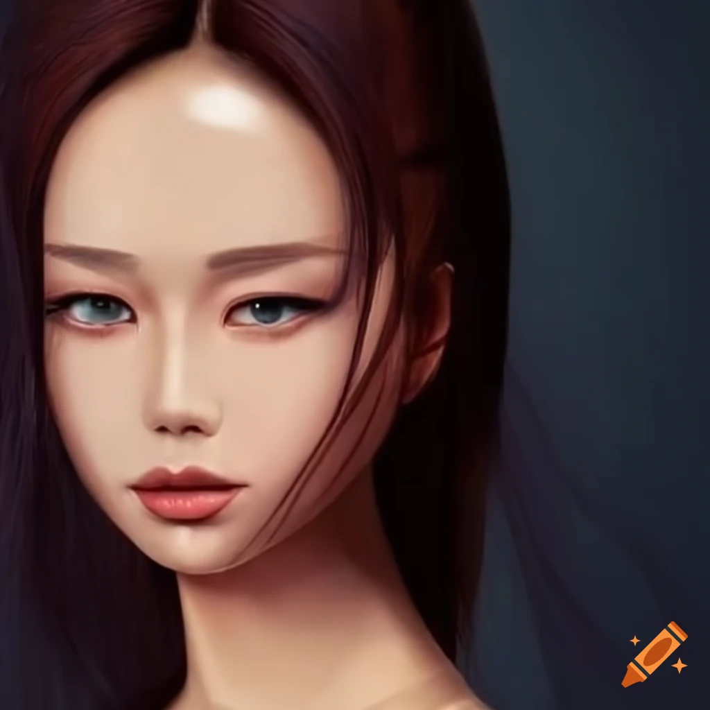 Slavic korean woman with pear body shape