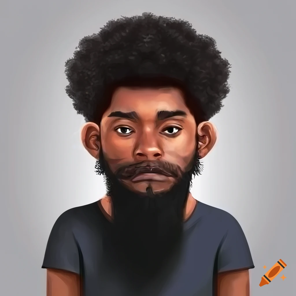 Realistic cartoon portrait of a young black man on Craiyon