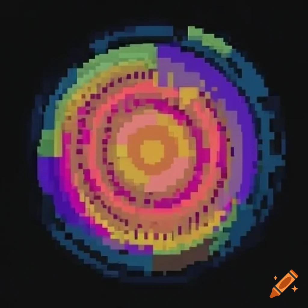 Abstract pixel art of a pixelated circle