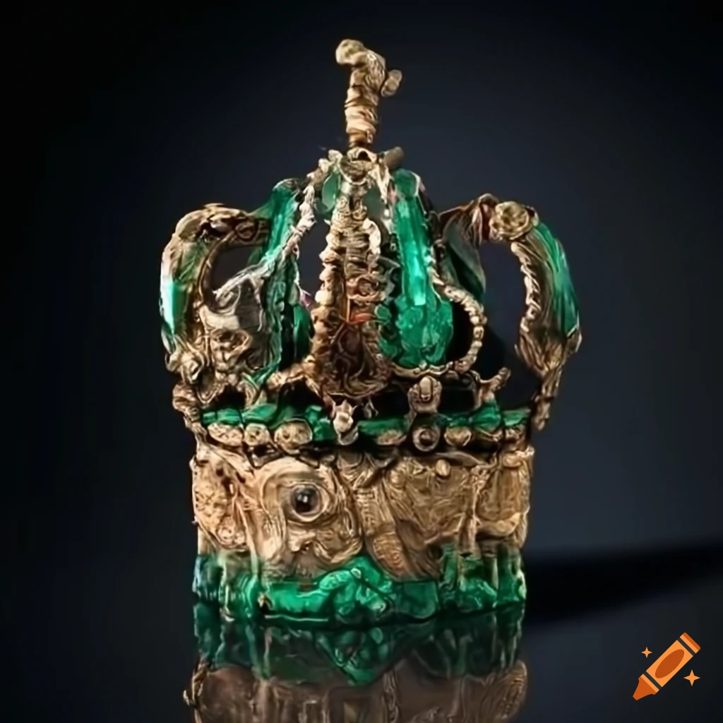 Crown with emerald, obsidian, and bone details on Craiyon