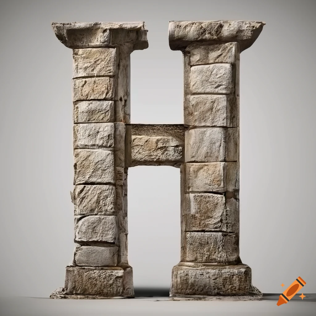 Realistic stone letter "A" with Greek columns background on Craiyon