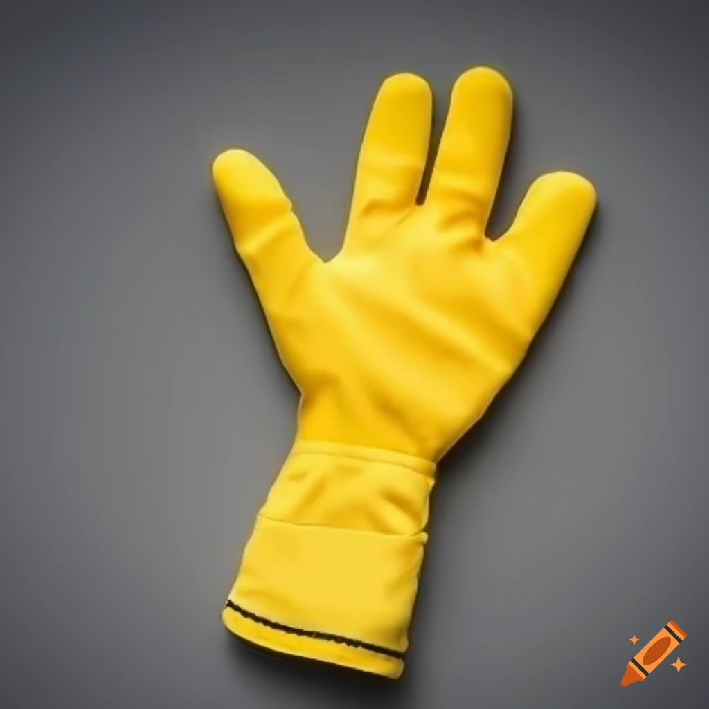 Yellow cartoon glove on white background