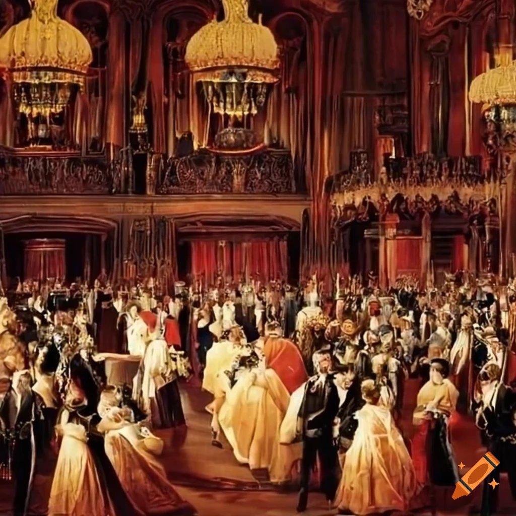 Image of a crowded ballroom in the early 1900s