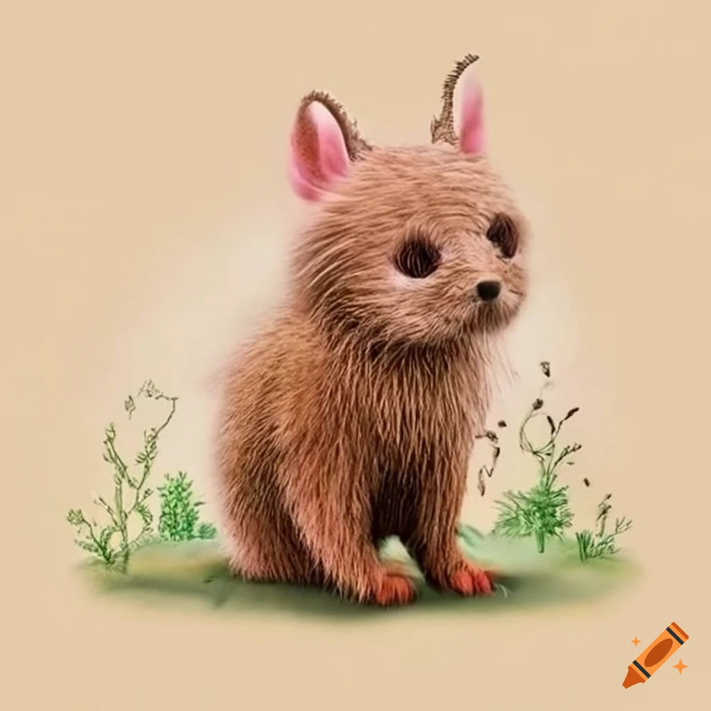 Adorable animals in a meadow with fur balls