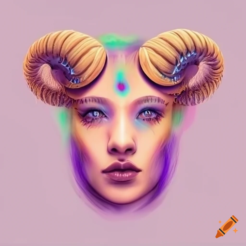 Vibrant pastel depiction of Aries zodiac sign on Craiyon