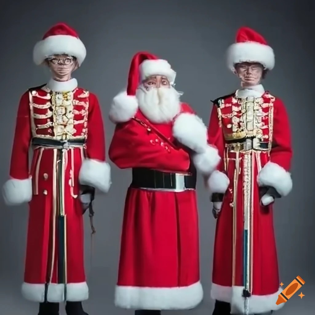 Santa royal guards protecting metal factory