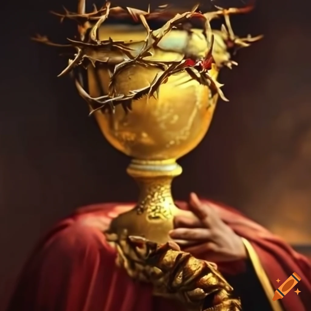 Jesus christ drinking wine from the holy grail on Craiyon
