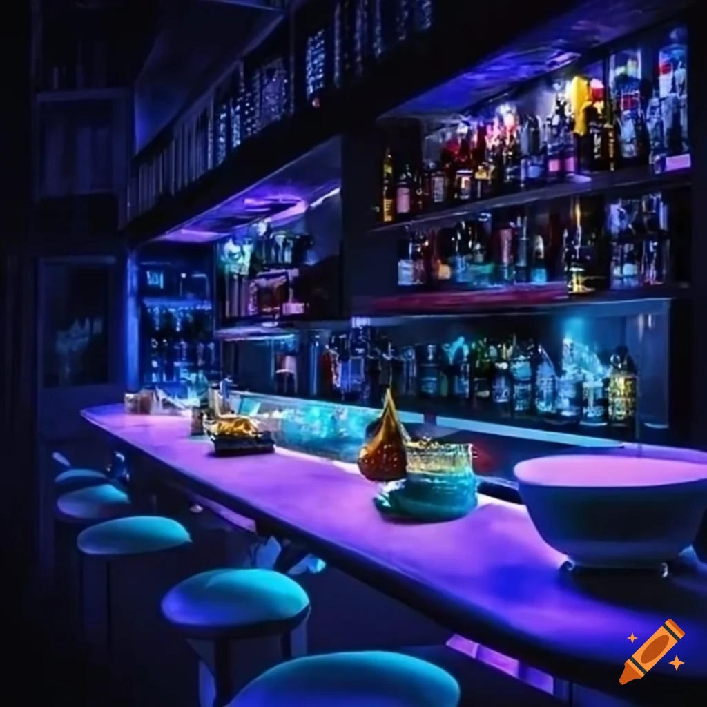 Night view of le feeling bar on Craiyon