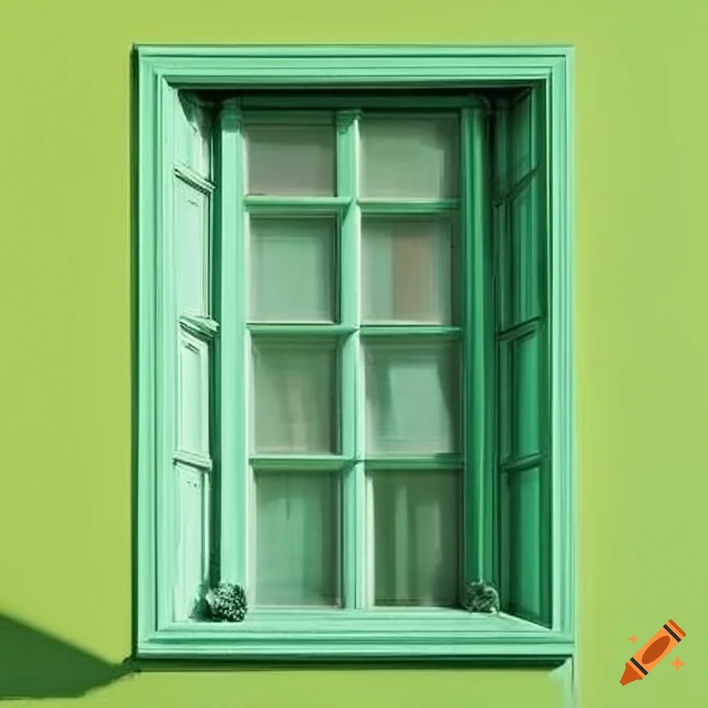 Front view of a light green haussmannien window