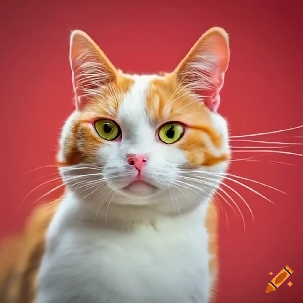 Adorable red and white cat