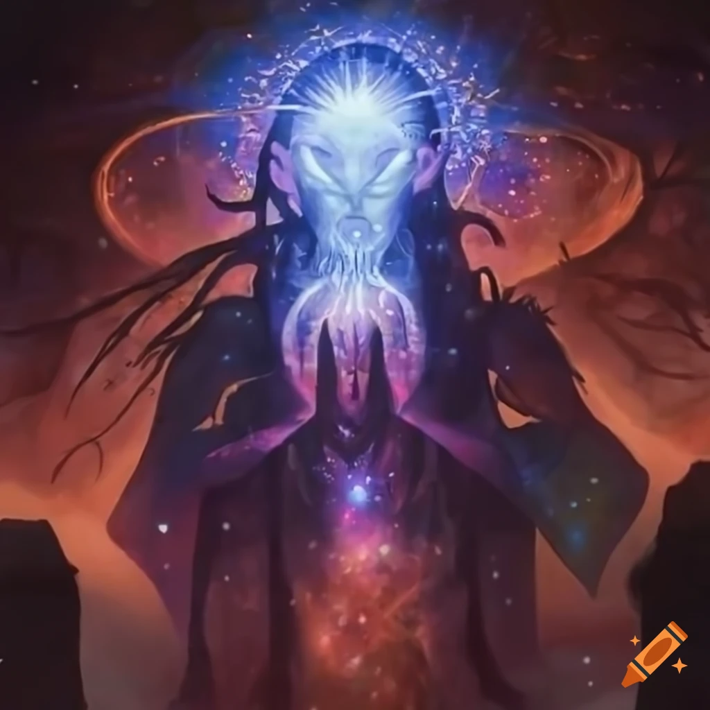 Cosmic artwork of an avatar plainswalker on Craiyon