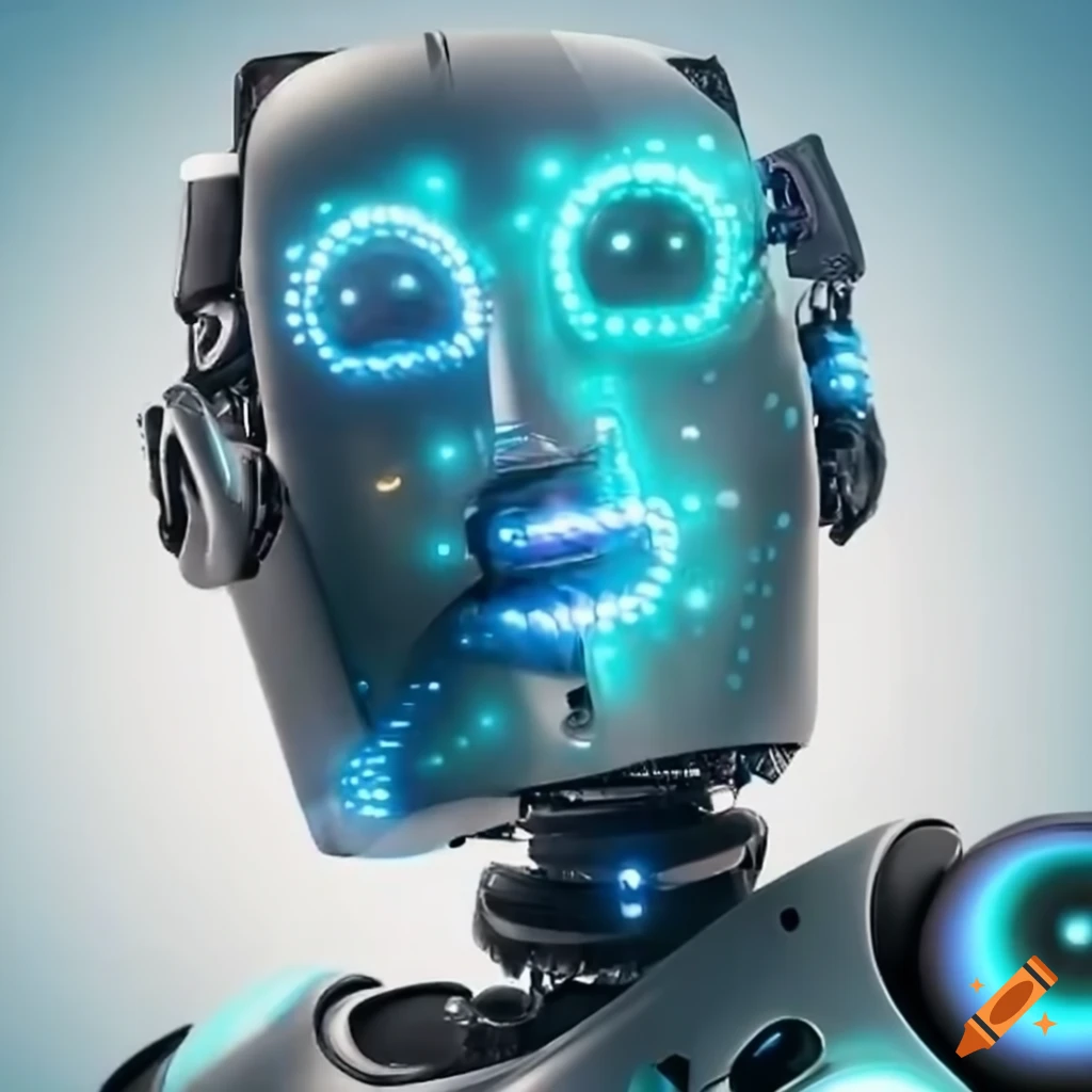 Robot with led screen face on Craiyon