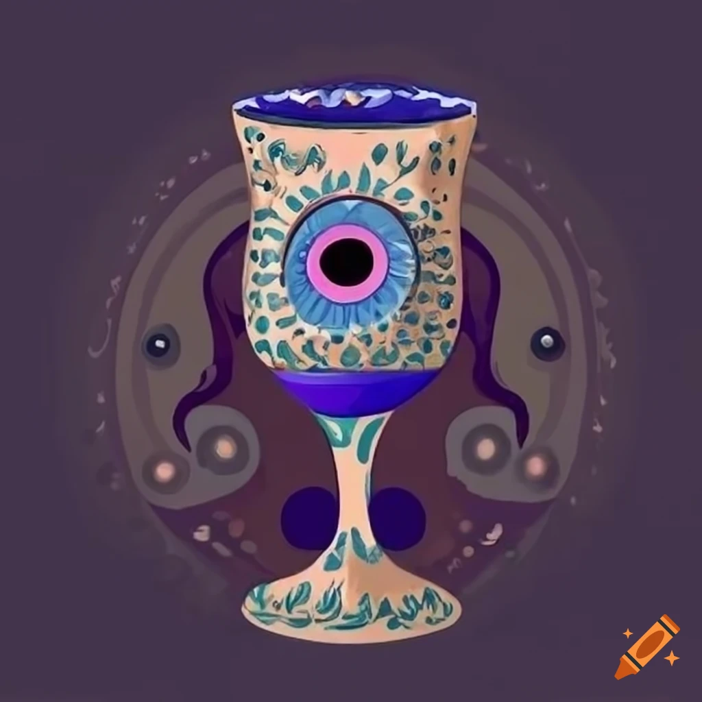 Goblet with evil eye design, figs, and eyeballs